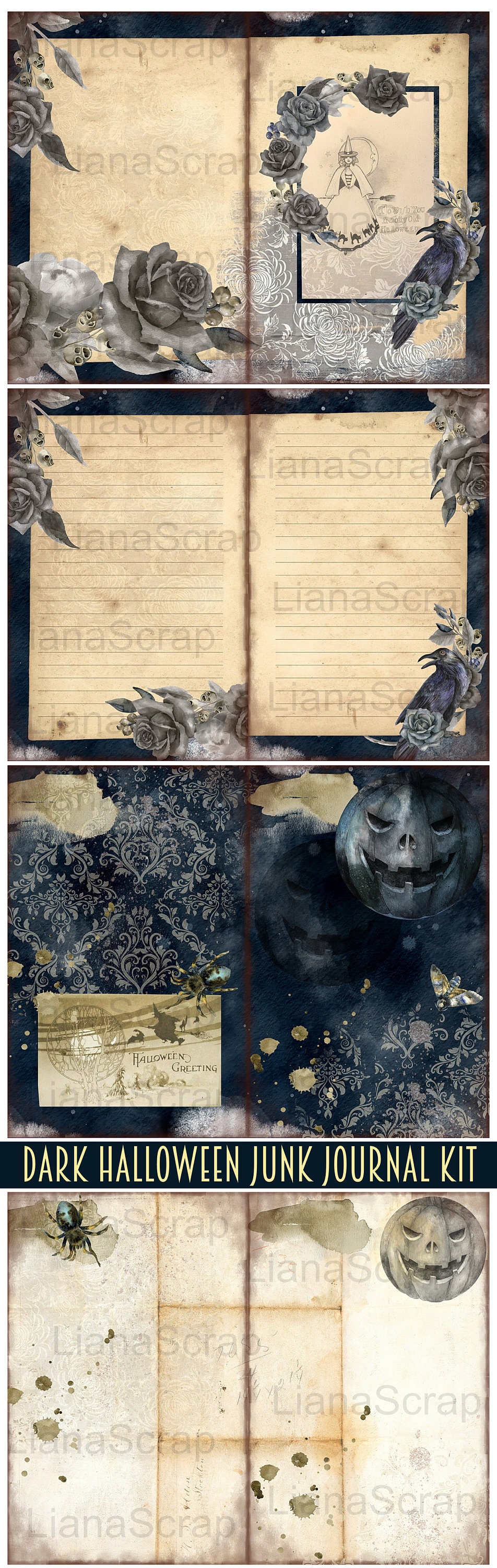 Dark Halloween Junk Journal Digital Kit Printable Halloween - Etsy UK