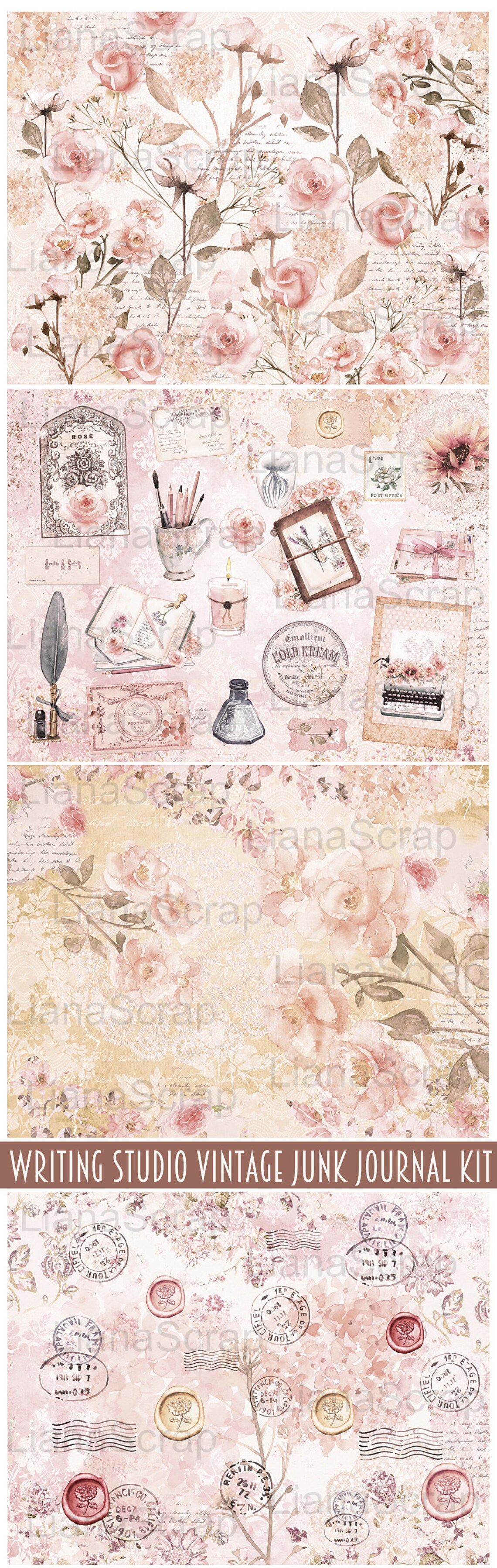 Writing Studio VINTAGE BUNDLE Junk Journal Digital Kit - Etsy