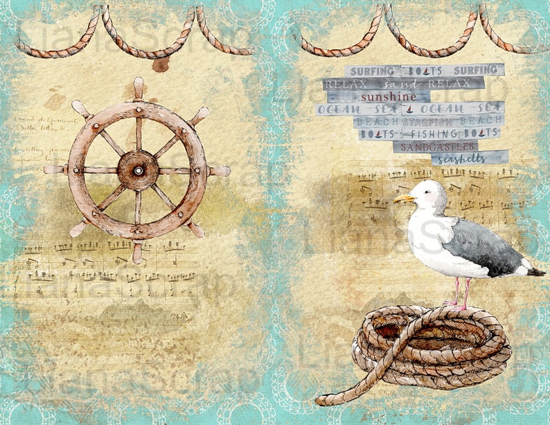 Coral and Shells Junk Journal Kit Sea Printables Nautical - Etsy