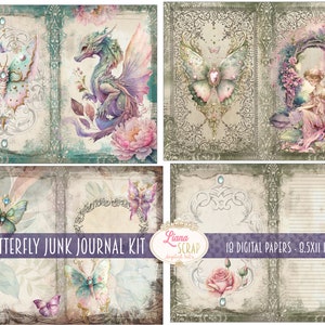 Lady Butterfly Junk Journal Kit, Butterfly Enchanted World Collage ...