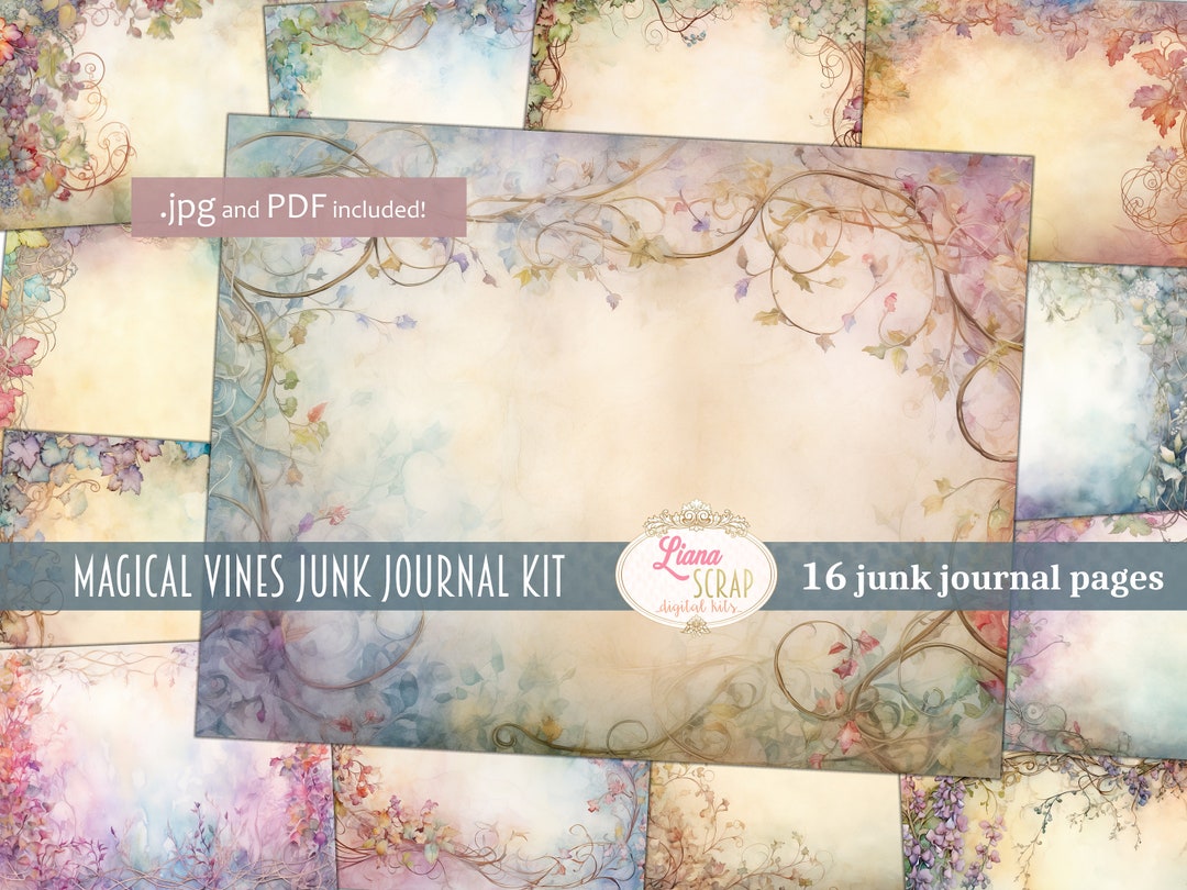 Magical Vines Background, Digital Junk Journal, Vines Collage Printable ...