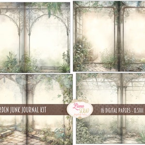 Basic Garden Digital Paper for Junk Journals, Old Paper With Faded ...