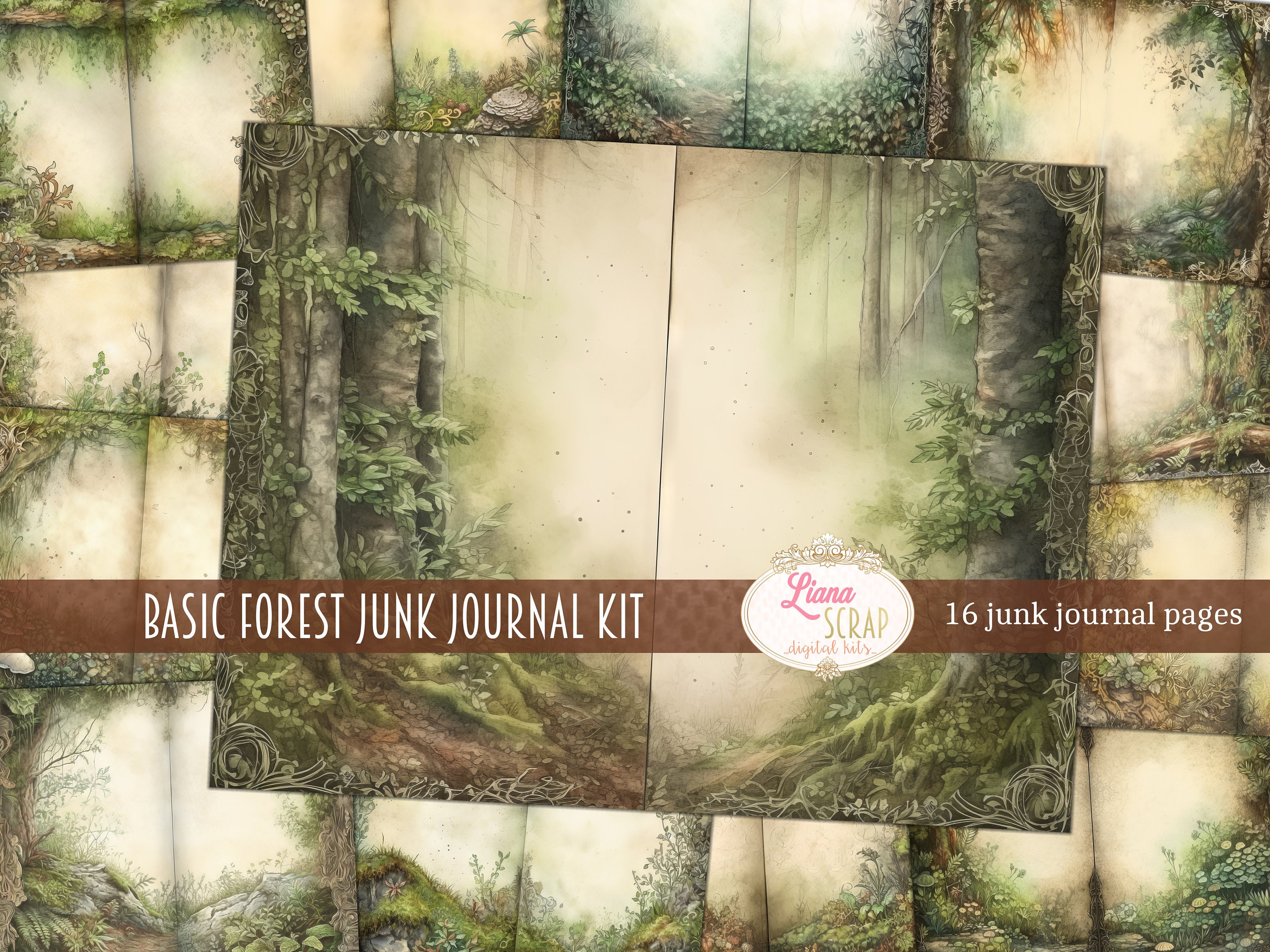 Forest Junk Journal Kit, Botanical Theme, 16 Pages (digital Download ...