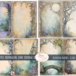 Pixie Purple Journaling Pages, Fantasy Collage Printables With Fairies, Butterflies and Flowers ...