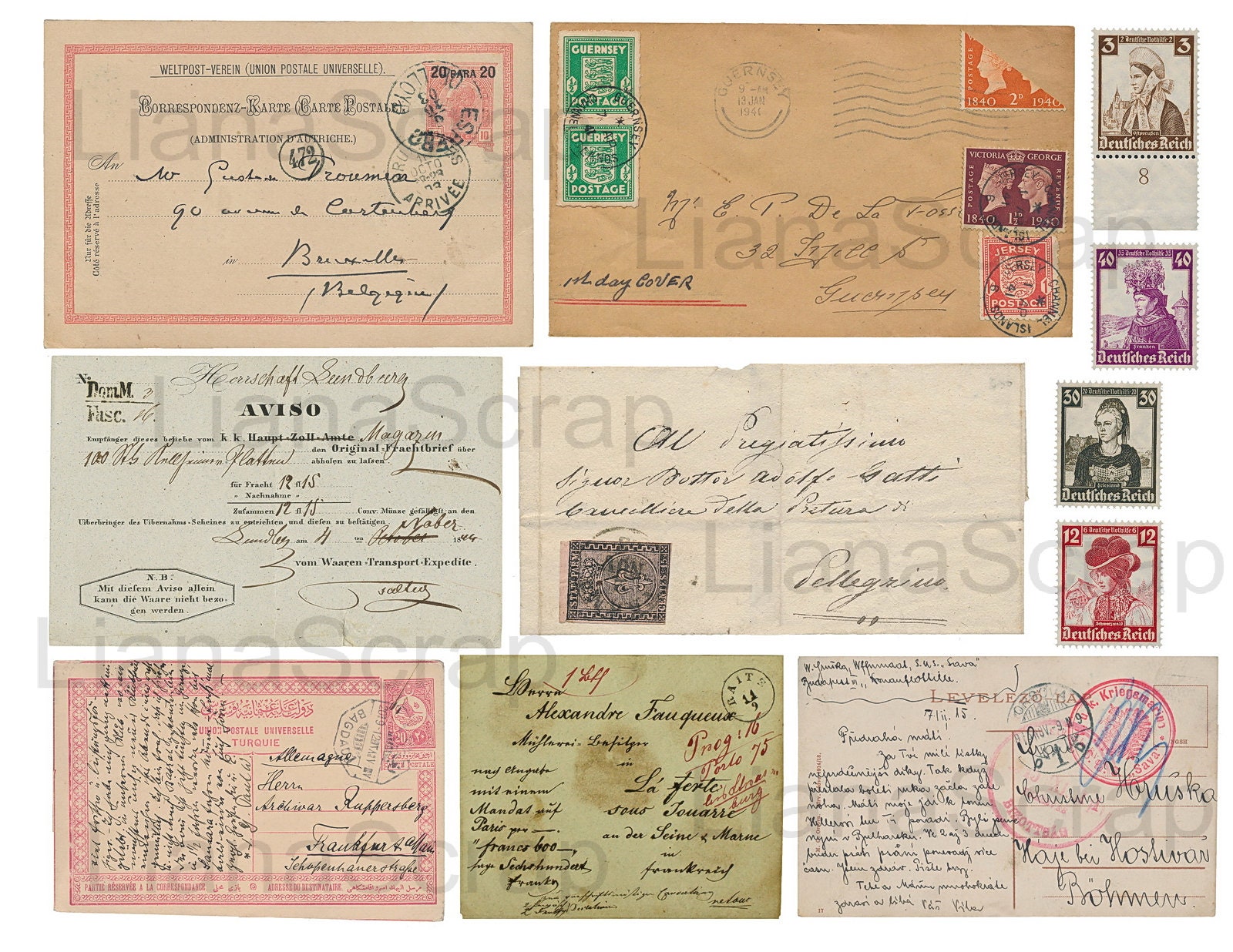 Vintage Ephemera Printables Digital Post Cards Envelopes and - Etsy