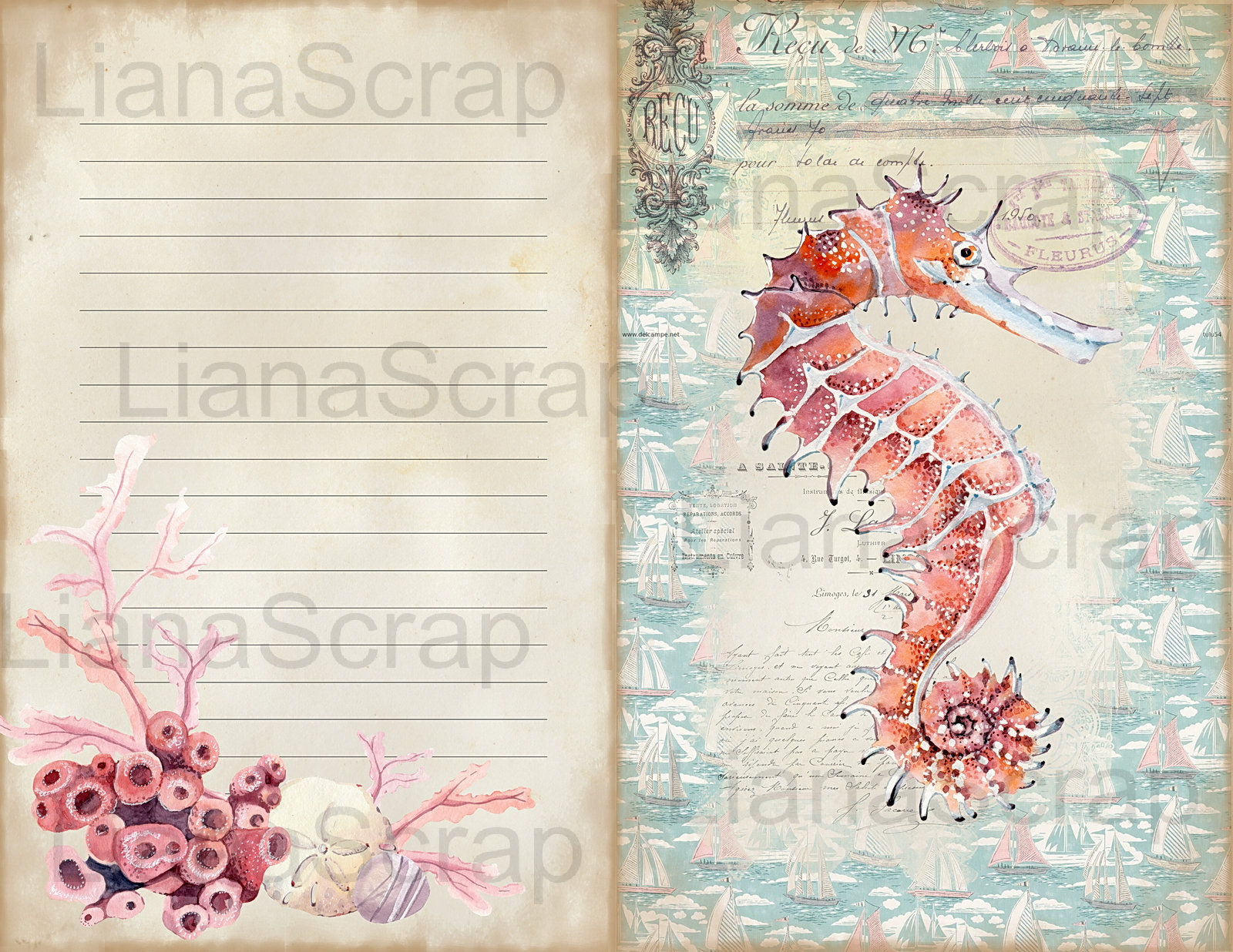 Sand and Sea Junk Journal Kit Beach Printables Seahorse - Etsy