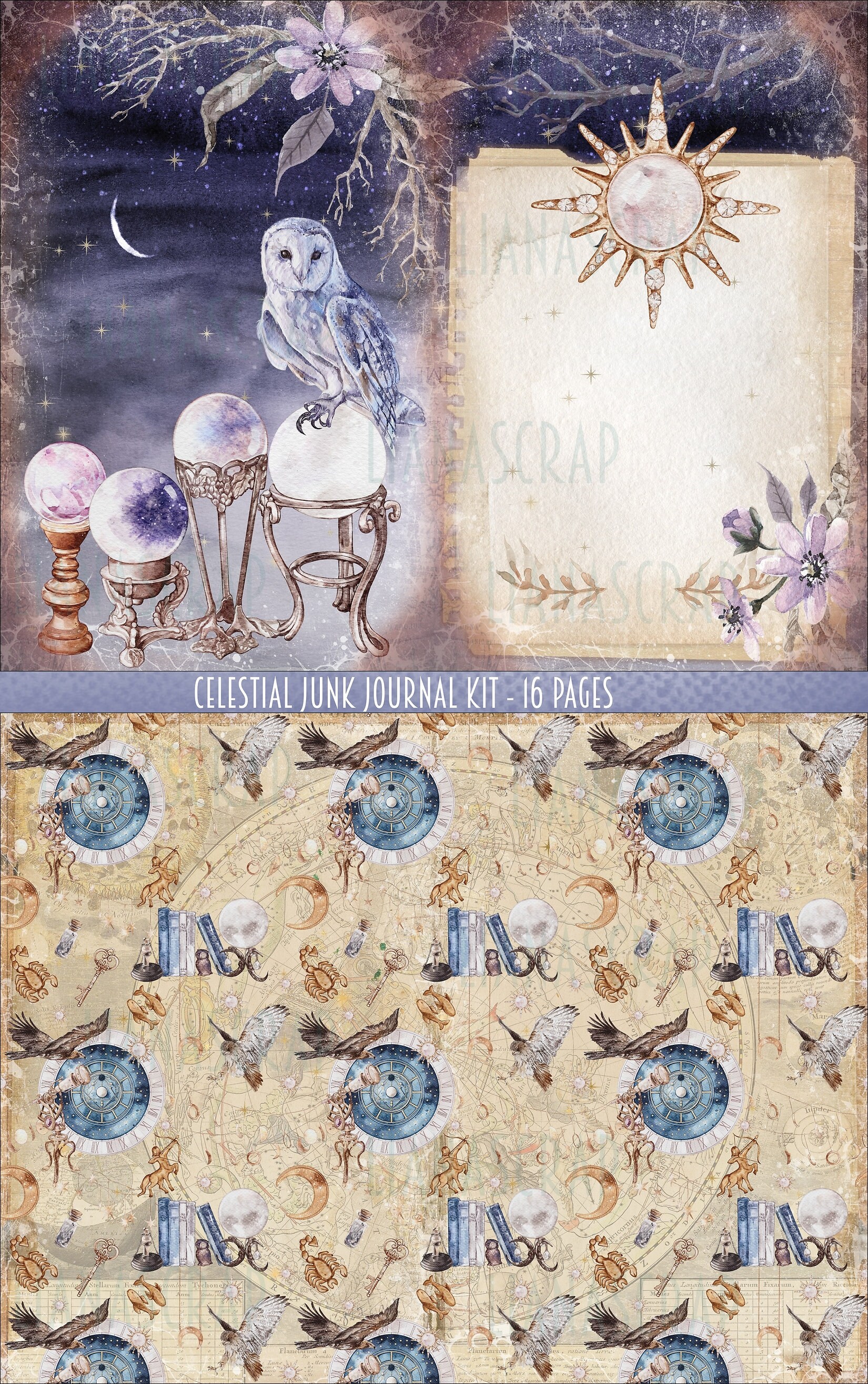 Celestial Junk Journal Digital Kit Printable, Astrology and Astronomy ...