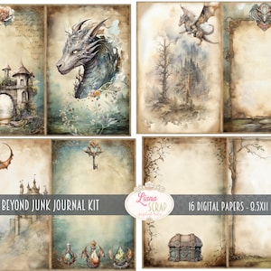 Dragons Beyond Junk Journal Kit, Fantasy Collage Printables, Fantasy ...