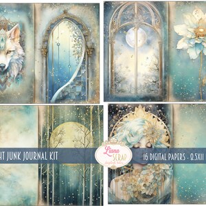Moonlight Junk Journal Digital Kit Printable, Moon and Sun Celestial ...