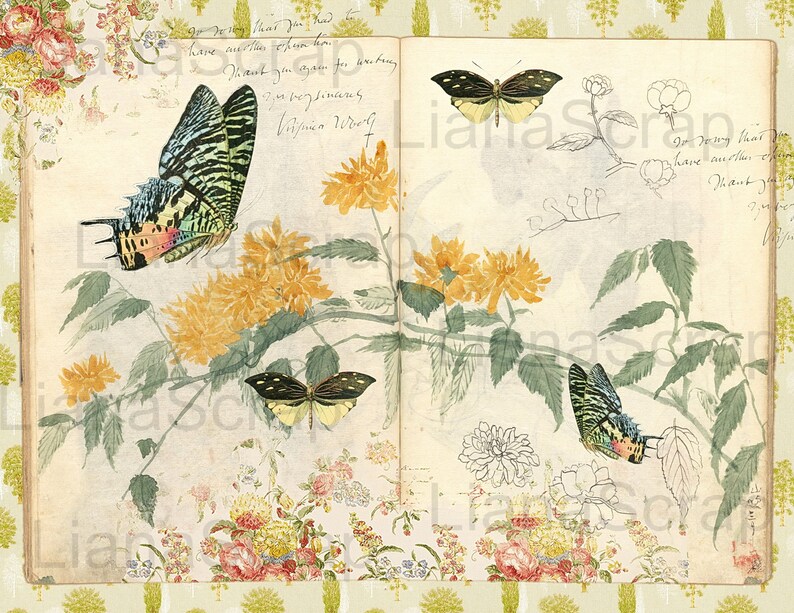 Vintage Butterflies Junk Journal Digital Kit Printable Floral | Etsy