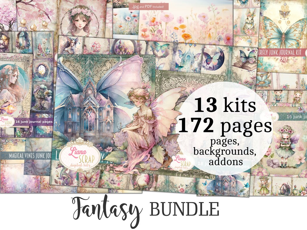 Fantasy Junk Journal BUNDLE - 13 Kits, Fantasy Collage Printables ...