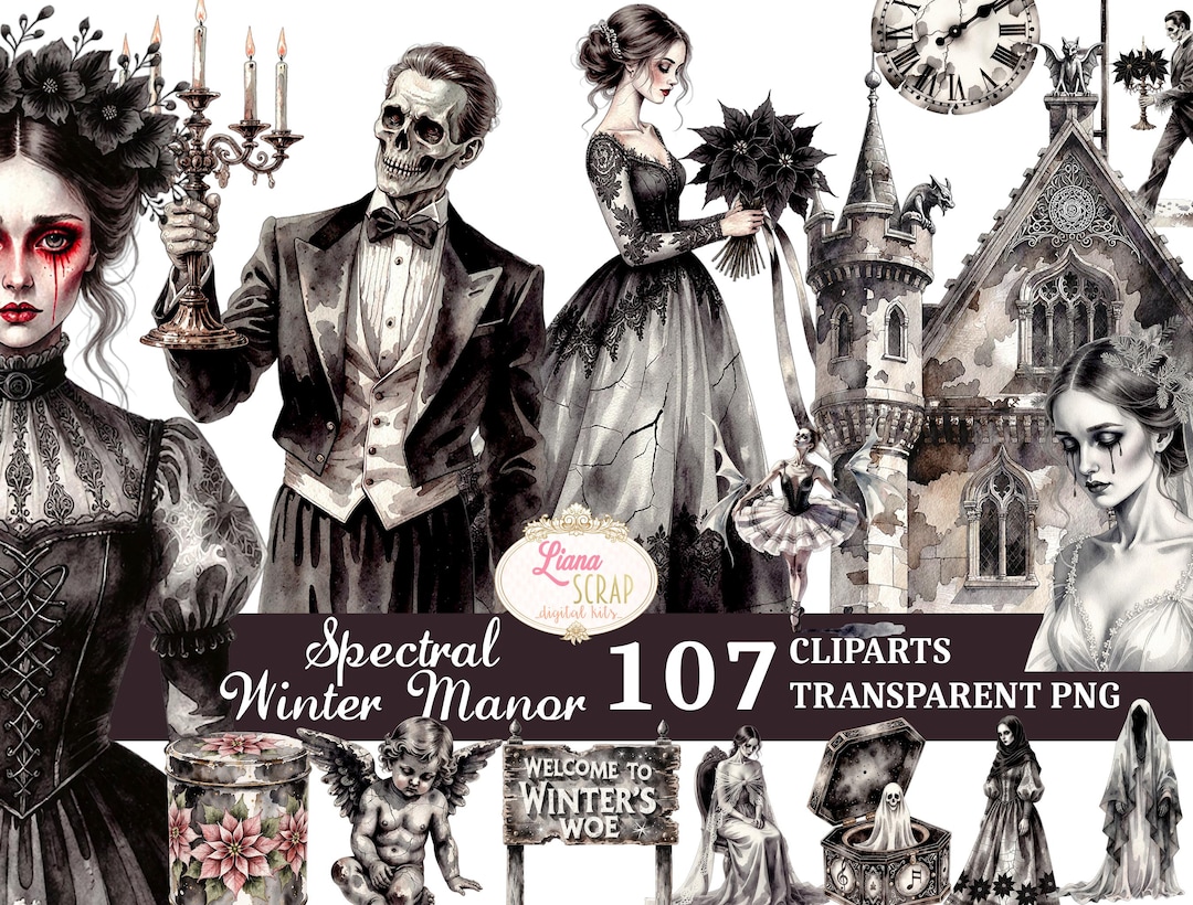 Spectral Winter Manor 107 Clipart Set - Gothic Digital Art, PNG ...