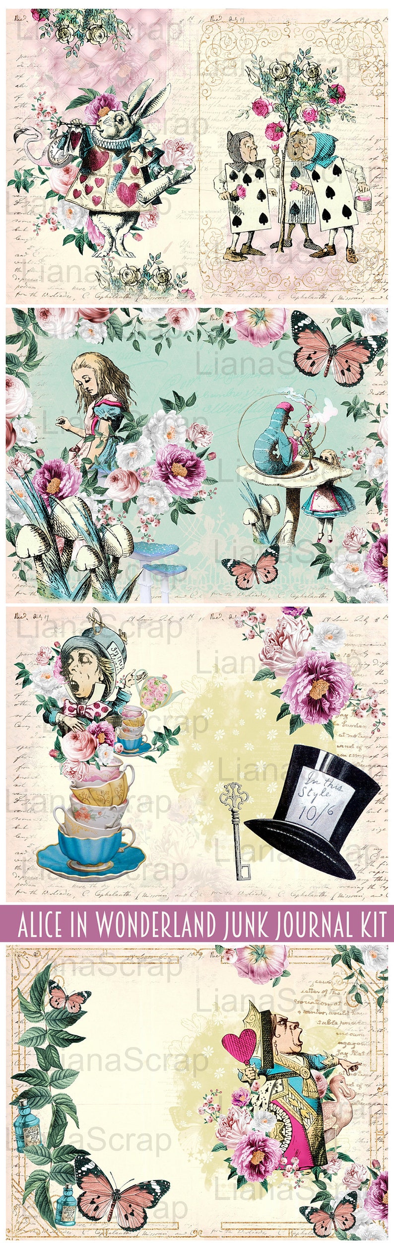 Alice in Wonderland Junk Journal Digital Kit Printable Alice | Etsy