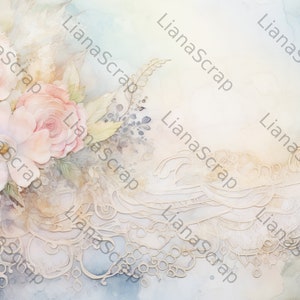 Soft Blue Lace Digital Junk Journal Background, Vintage Applique ...