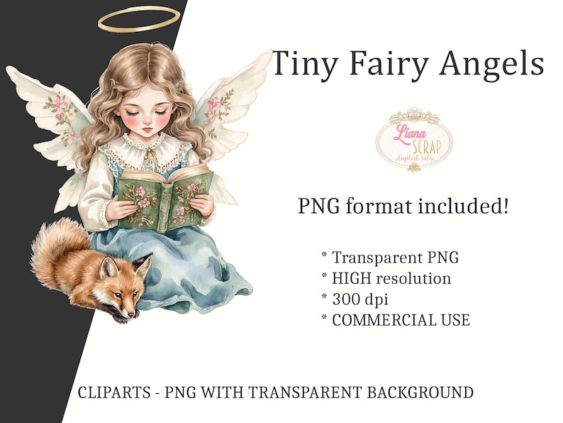 Tiny Fairy Angels 111 Clipart Set - Watercolor Angels, Christmas ...