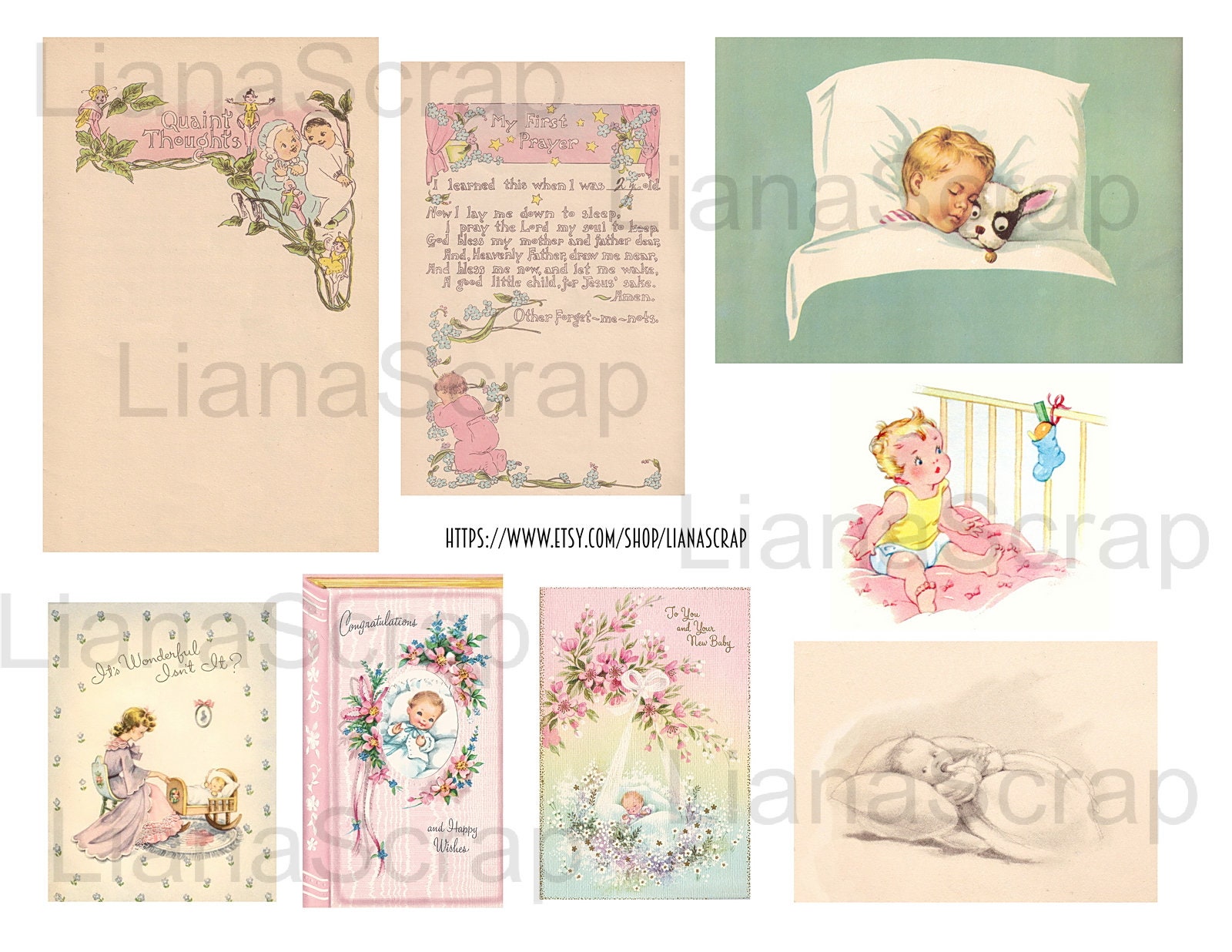 Baby Ephemera Printables Vintage Baby Illustrations Digital | Etsy