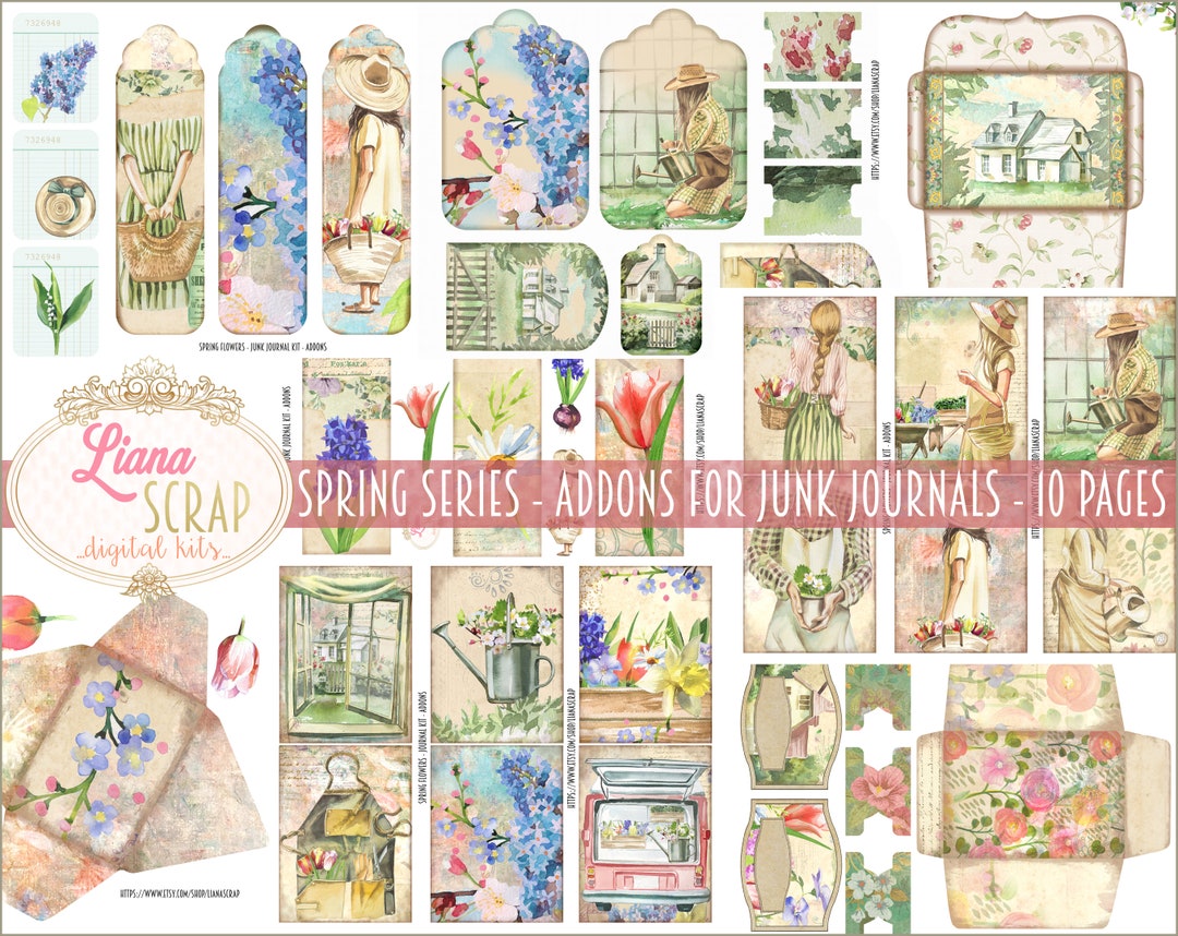 Spring Series - Spring ADDON Junk Journal Digital Kit Printable, Spring ...