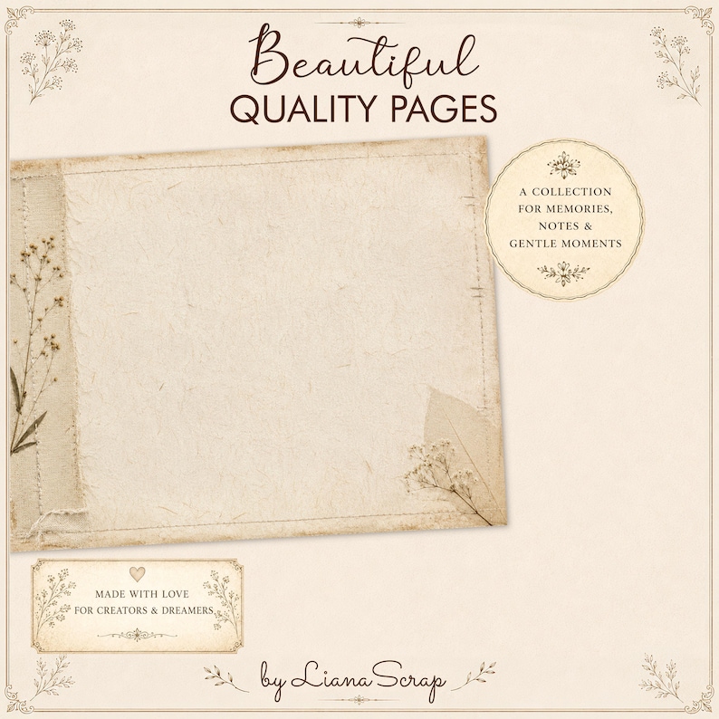 Rustic Fibers Junk Journal Background Papers, 16 Printable Sheets With ...