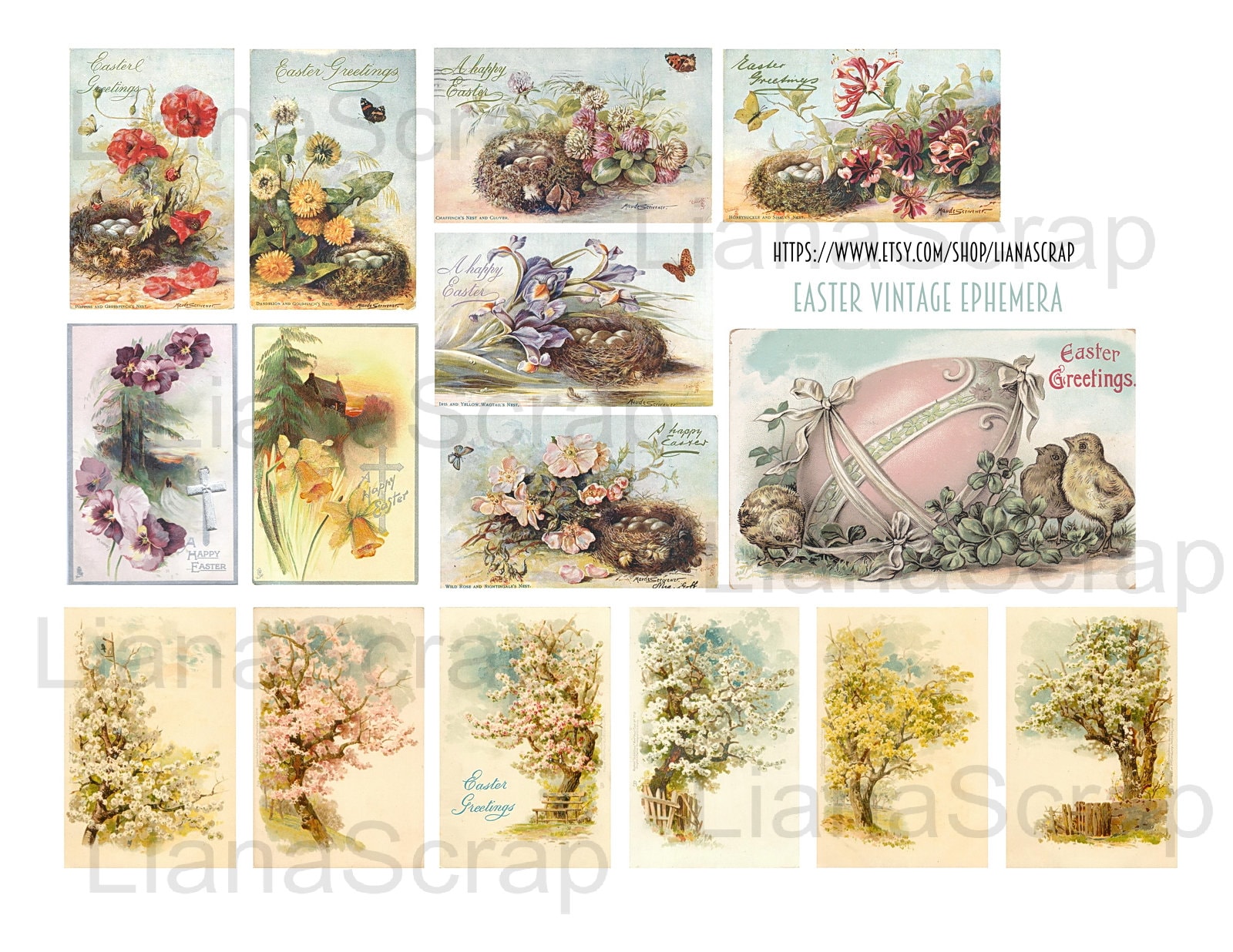 Vintage Easter Ephemera Printables Easter Postcards Digital - Etsy ...