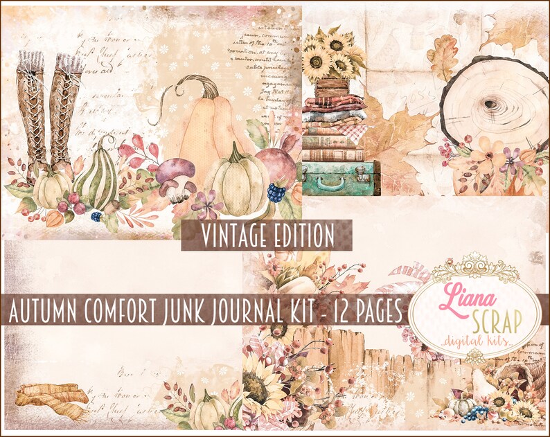 Vintage Autumn Junk Journal Kit, Sunflowers, Fall Flowers (digital Download) - Etsy UK