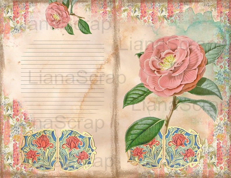 Subtle Bohemian Junk Journal Digital Kit Printable Floral | Etsy