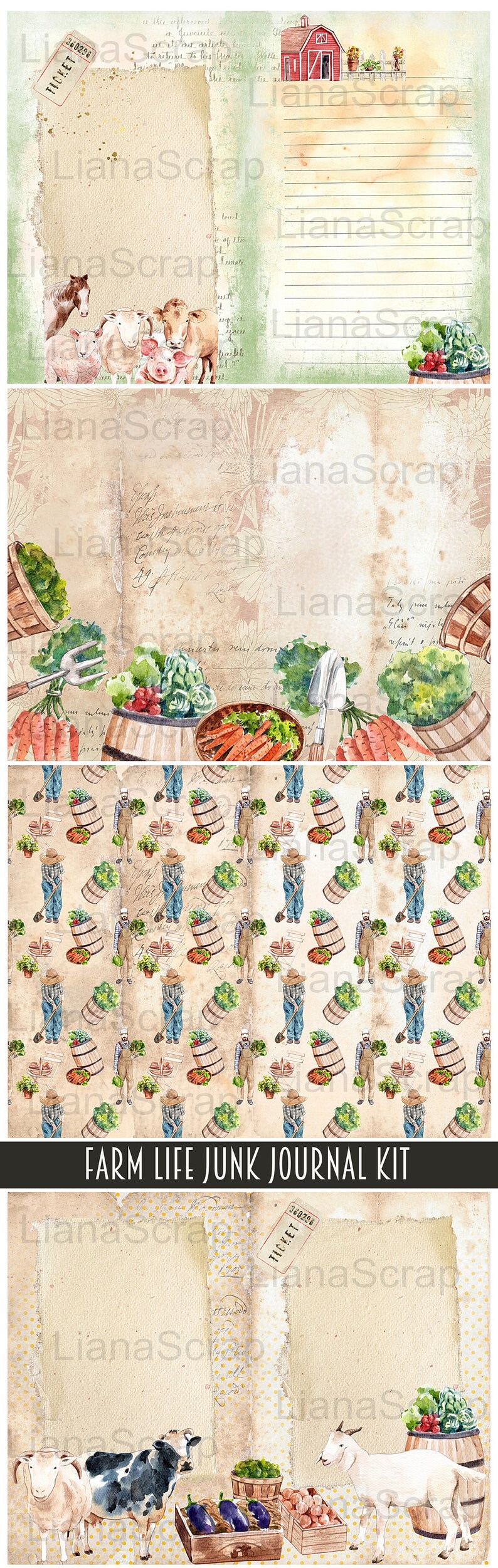 Farm Life Junk Journal Digital Kit Printable Farm Animals - Etsy Canada