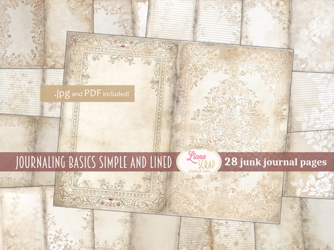 Journaling Basics Simple and Lined Paper for Junk Journals, Digital Kit ...