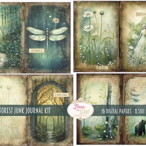 Sparkle Forest Junk Journal Digital Kit Printable, Enchanted Forest ...