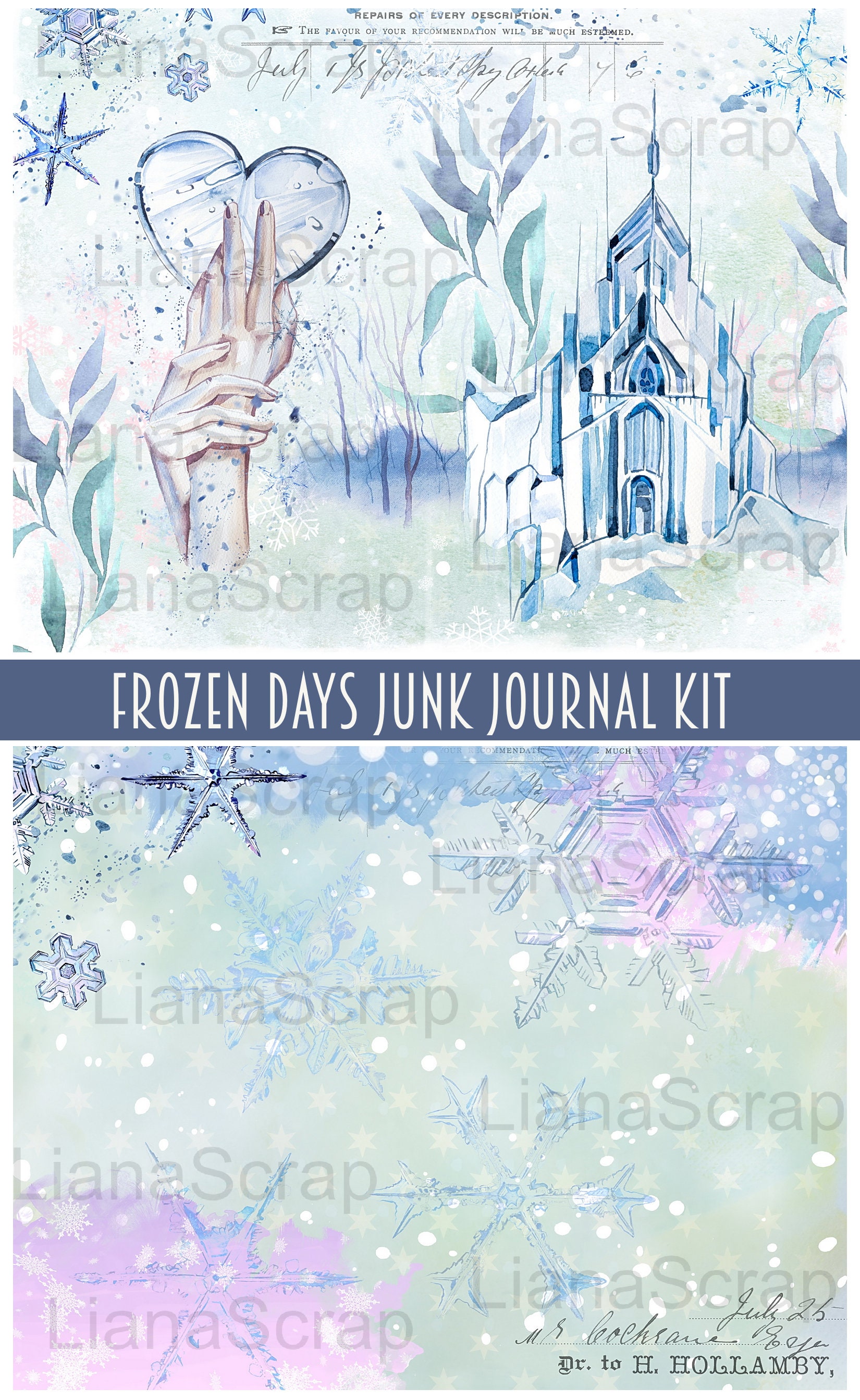 Frozen Days Junk Journal Kit Winter Collage Printables - Etsy