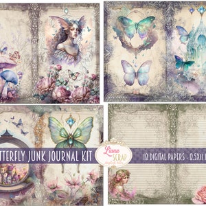Lady Butterfly Junk Journal Kit, Butterfly Enchanted World Collage ...