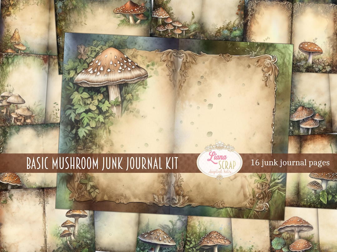 Mushroom Junk Journal Kit, Botanical Theme, 16 Pages (digital Download ...
