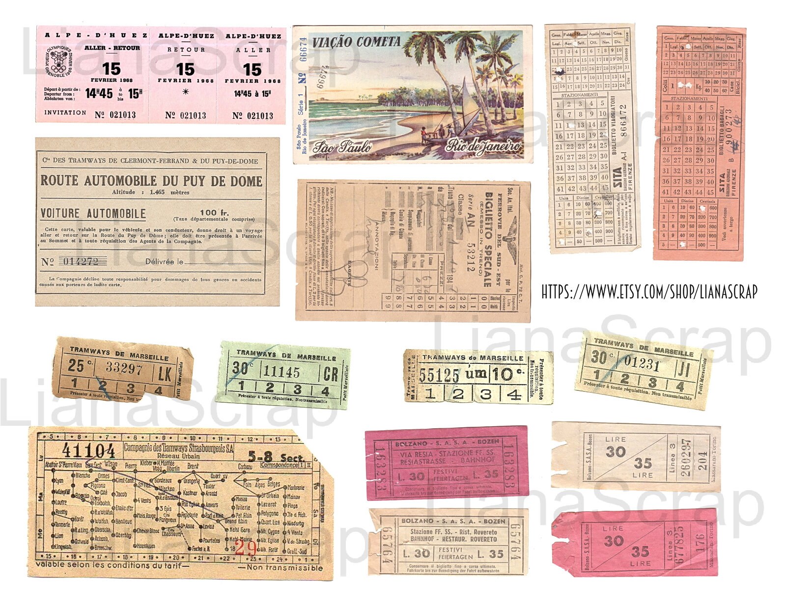 Vintage Tickets Ephemera Printables Transportation Tickets - Etsy