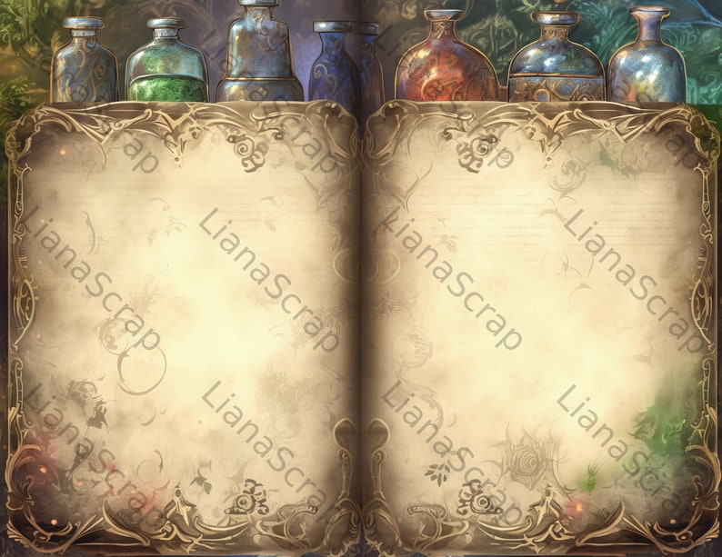 Basic Colorful Potions Digital Paper for Junk Journals, Old Paper ...