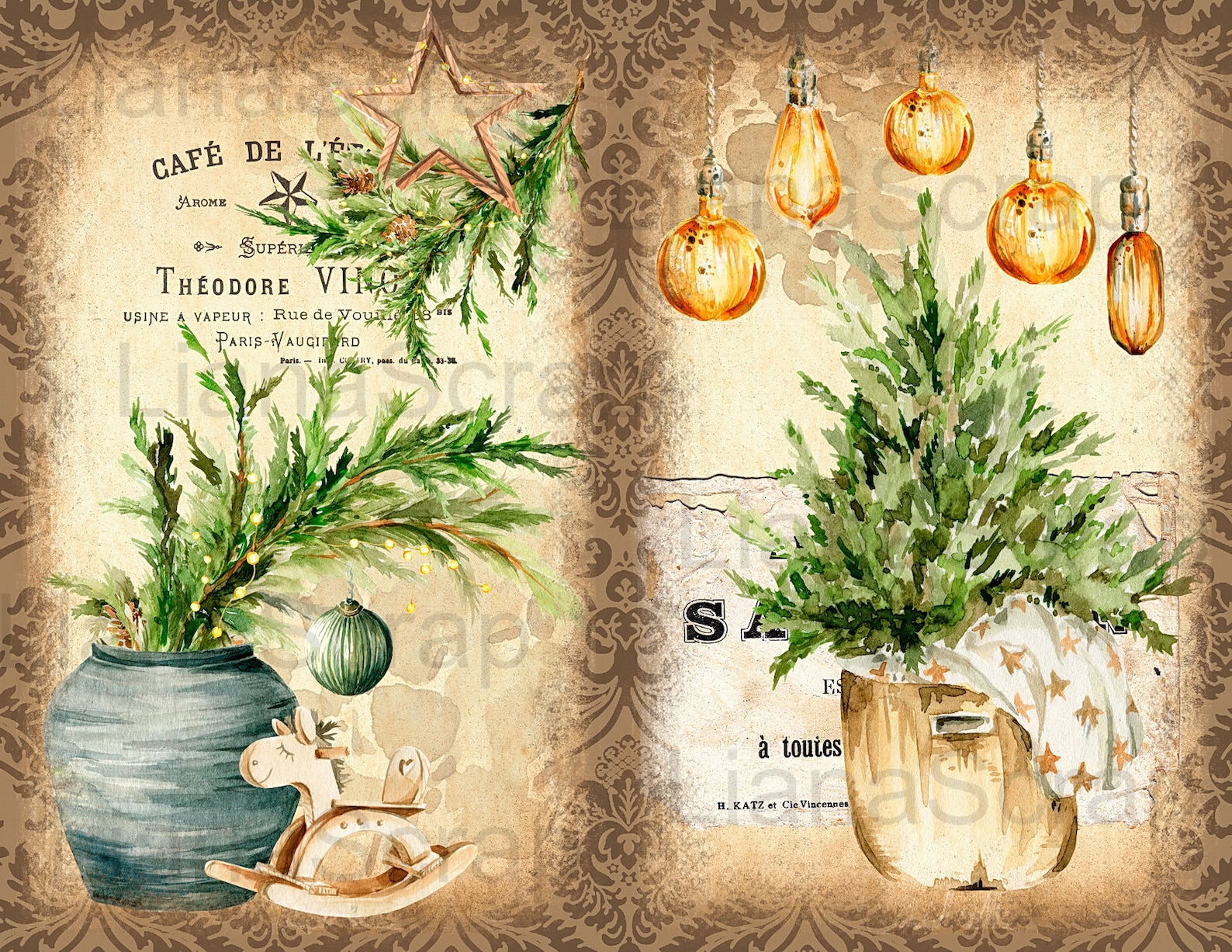 Warm Winter Junk Journal Kit, Christmas Collage Printables, Digital ...