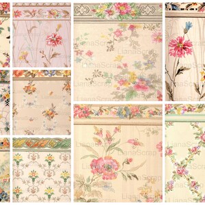 Pastel Vintage Wallpapers Digital Paper, 32 Printable Sheets, Vintage ...