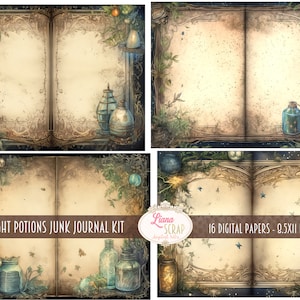 Basic Night Potions Digital Paper for Junk Journals, Old Paper Digital ...
