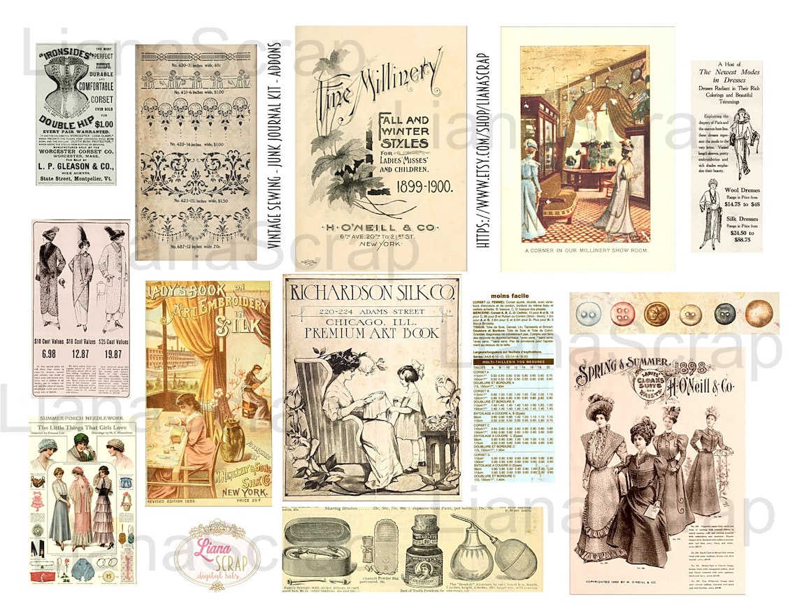 Vintage Sewing Ephemera Printables Sewing Digital Collage - Etsy