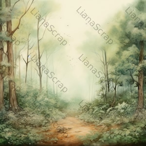 Forest Background, Digital Junk Journal, Forest Collage Printable ...