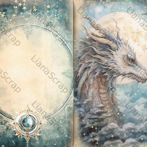 Moonlight Junk Journal Digital Kit Printable, Moon and Sun Celestial ...