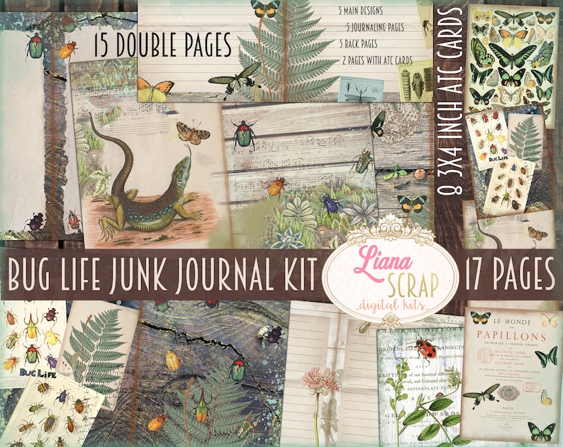 Bug Life Junk Journal Digital Kit, Nature Printable Journal, Insects ...