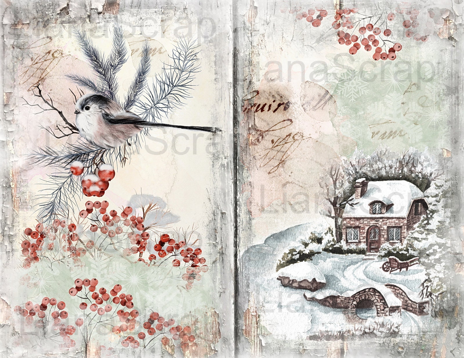 Frosty Winter Junk Journal Kit Winter Collage Printables | Etsy