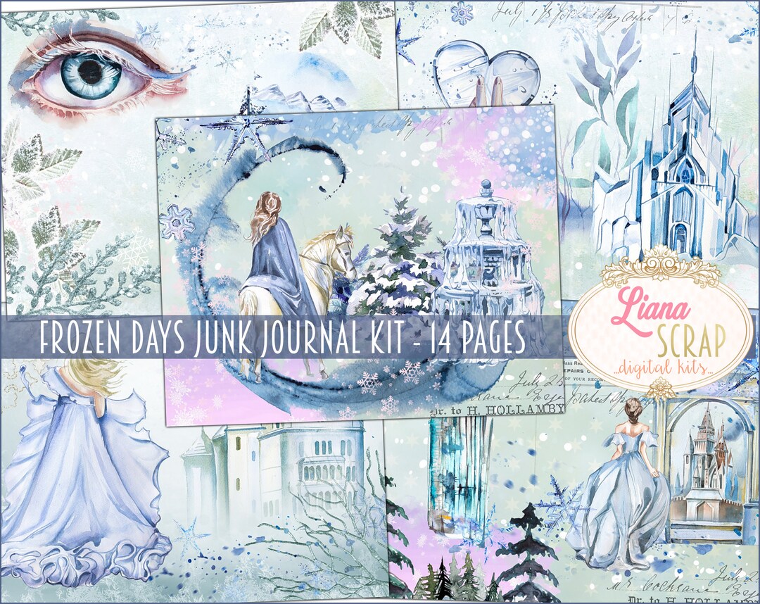 Frozen Days Junk Journal Kit, Winter Collage Printables, Digital Winter ...