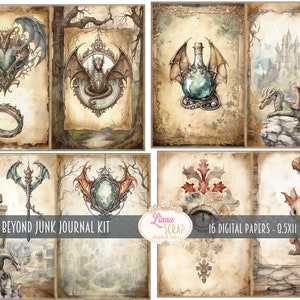 Dragons Beyond Junk Journal Kit, Fantasy Collage Printables, Fantasy ...