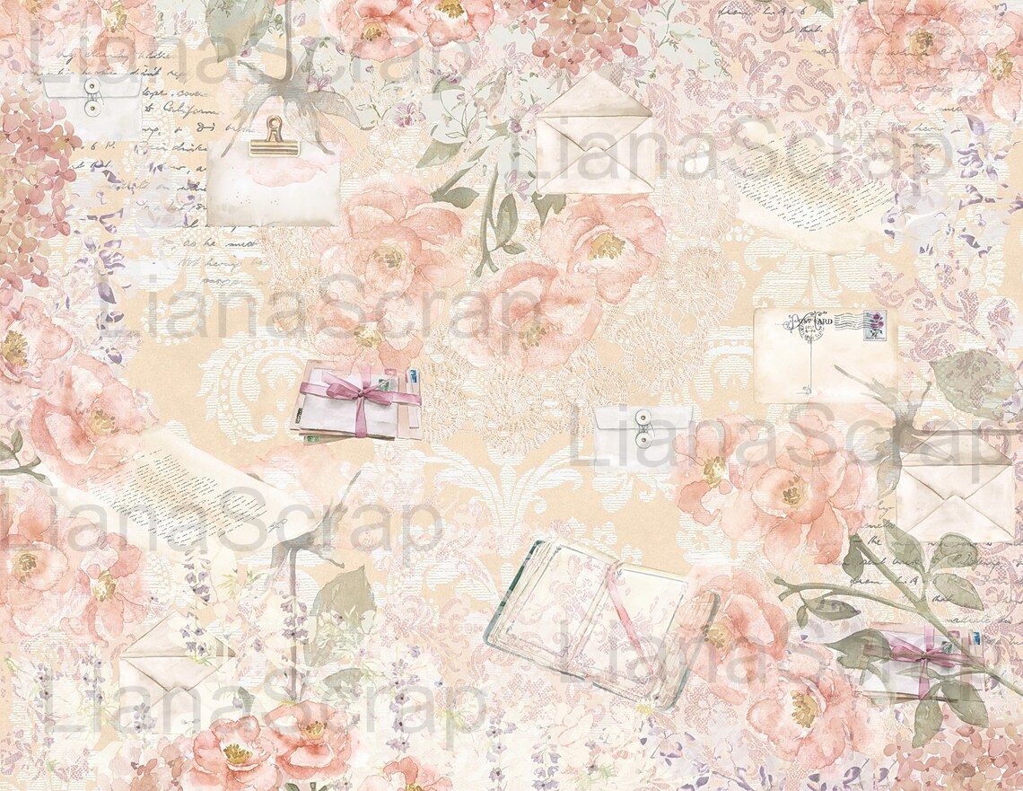 Writing Studio Background Collage Digital Kit Printable Books | Etsy