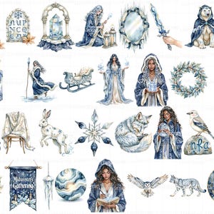 Winter Mages Clipart Set – Watercolor Magical Illustrations (PNG ...