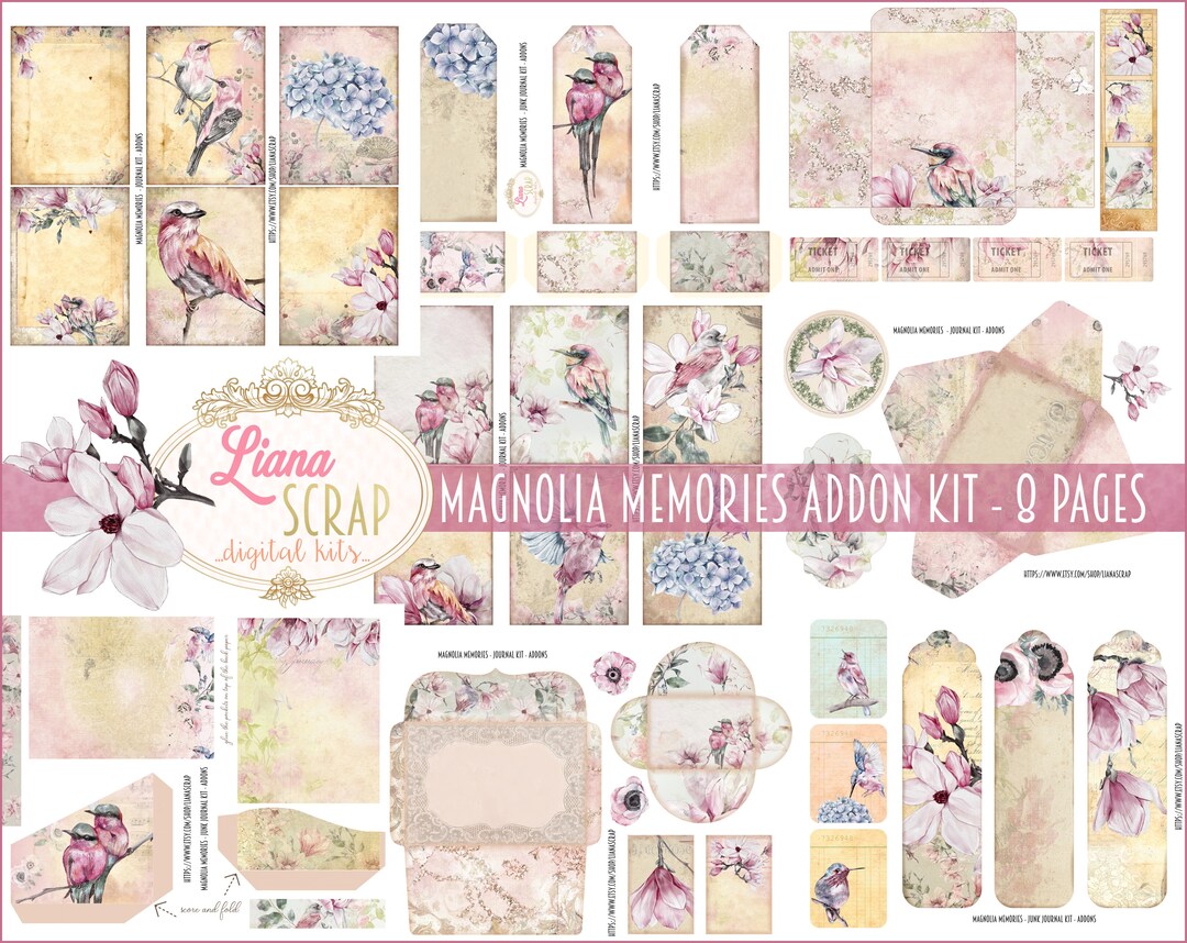 Magnolia Memories Junk Journal ADDON Digital Kit Printable, Spring ...