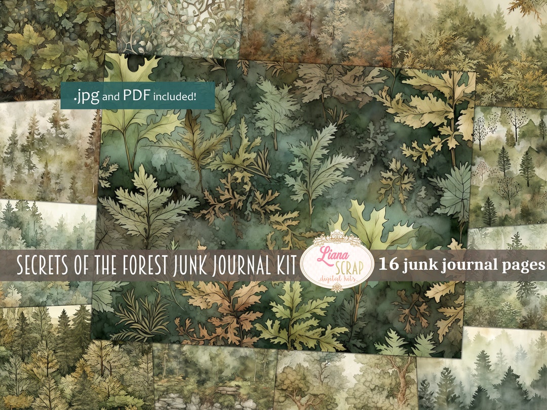 Secrets of the Forest Backgrounds for Junk Journals, Forest Collage ...