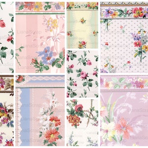 Pastel Vintage Wallpapers Digital Paper, 32 Printable Sheets, Vintage ...