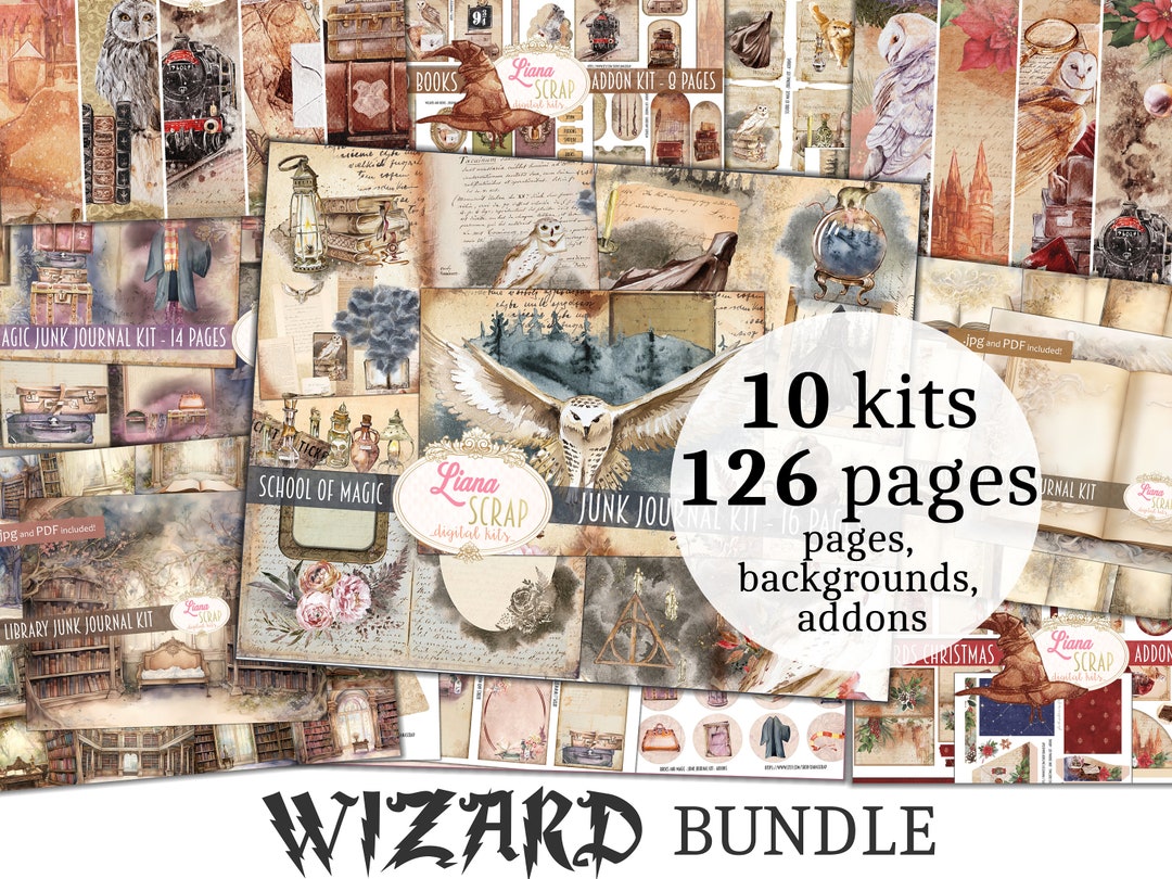 WIZARD Junk Journal BUNDLE - 10 Kits, School of Magic Collage ...