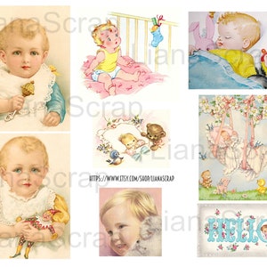 Baby Ephemera Printables, Vintage Baby Illustrations Digital Collage ...